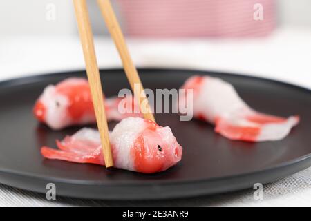 Steamed crystal dumpling in Koi fish shape Stock Photo - Alamy