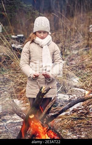 Vertical shot of a bonfire in nature Stock Photo - Alamy