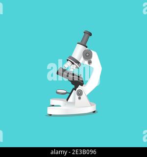 research concept floating microscope with shadow in blue backround ...