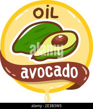 Avocado oil icon set. Avocado with oil drop label, logo, badge, sticker ...