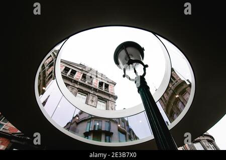 BRUSSELS, BELGIUM - Jan 16, 2021: The Passerelle Tondo bridge in the ...
