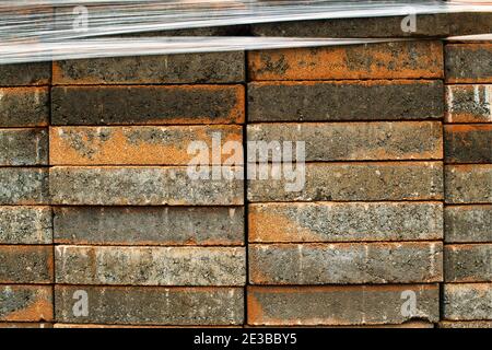 Industrial background. Concrete slabs stacked. Aerated concrete Stock ...