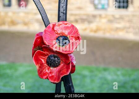 Poppy sculpture outside Oakham Castle in Rutland, England Stock Photo ...