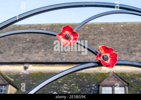Poppy sculpture outside Oakham Castle in Rutland, England Stock Photo ...
