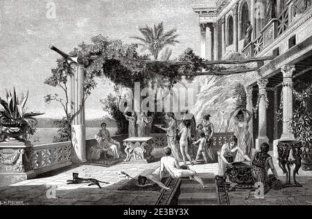 19th century engraving of ancient Roman implements of torture ...