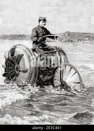 Water velocipede, invented by Georg Pinkert. German inventor of the ...