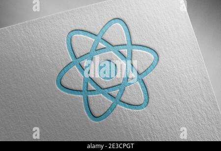 react logo paper texture illustration Stock Photo - Alamy