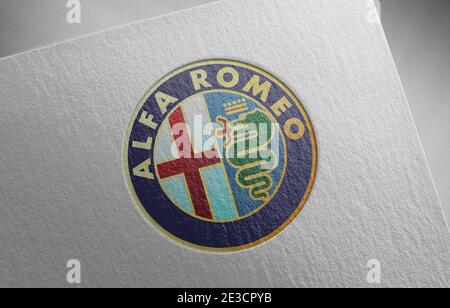 alfa romeo logo paper texture illustration Stock Photo - Alamy