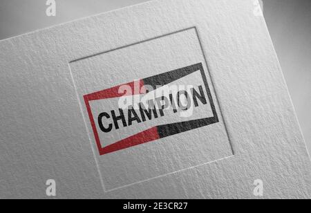 champion logo paper texture illustration Stock Photo - Alamy