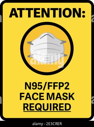 Vector illustration of Notice, Face Mask Required, Please Maintain ...