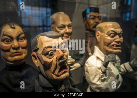 Wooden hand puppets featuring World War Two leaders Adolph Hitler ...