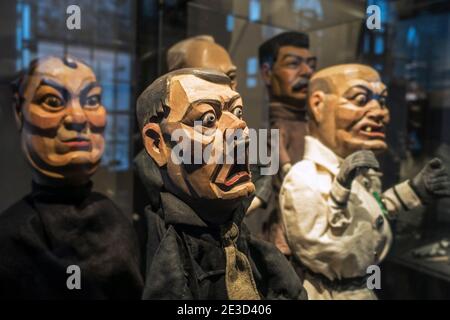 Wooden hand puppets featuring World War Two leaders Adolph Hitler ...