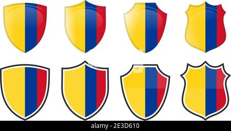 Colombia official national flag and coat of arms, vector illustration ...