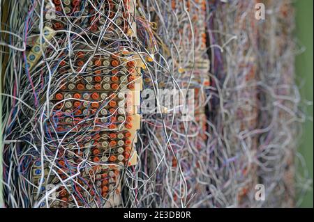 Switchboard panel with messy cables connections,The PABX Stock Photo ...