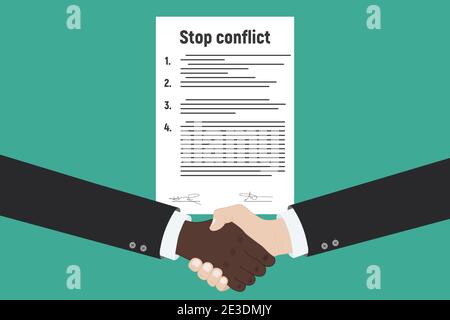 Stop conflict. Businessman referee finds compromise. Conflict and ...