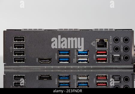 Back panel connectors computer motherboard Stock Photo - Alamy