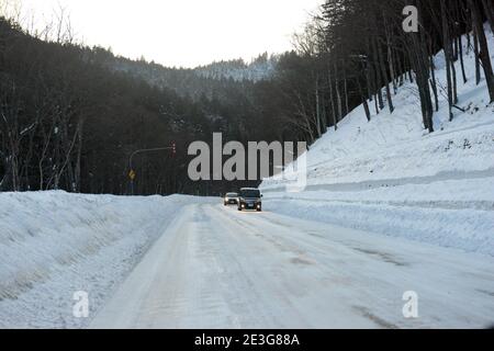 Road trip in Hokkaido during the wintry season Stock Photo - Alamy