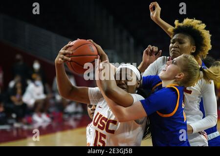 Southern California Trojans center Angel Jackson (15) and UC Riverside ...