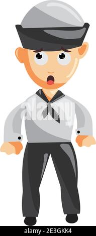 Sailor man Confused cartoon character Vector illustration in a flat ...