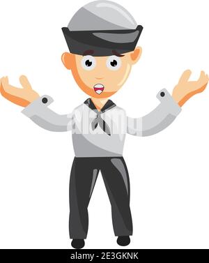 Sailor man Confused cartoon character Vector illustration in a flat ...