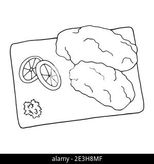 Vector hand drawn doodle schnitzel. German cuisine dish. Design sketch ...