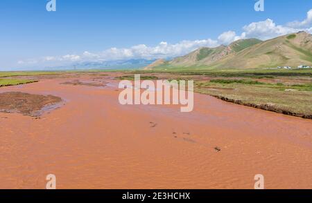 River in Alaj Valley, part of Pamir mountain range. Asia, Central Asia ...
