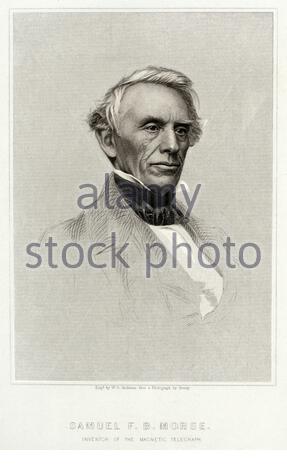 Portrait of Samuel Morse, inventor of the single-wire electric ...