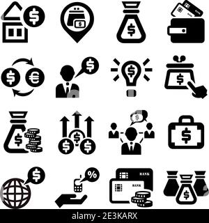 Set of black teamwork icons illustration, teamwork concept icons Stock ...
