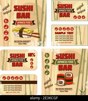 Sushi bar menu cover template for Japanese seafood restaurant. Vector ...