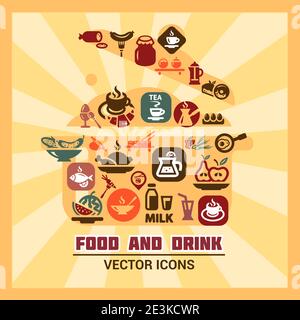 Food icon set. Dishes icons, Top view. Vector illustration Stock Vector ...