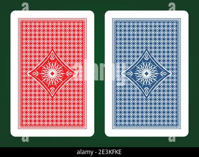 Red and blue back side of playing cards - vector illustration Stock ...