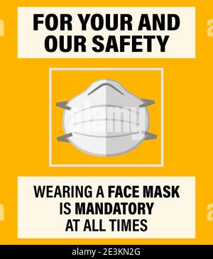 Notice Wear A Face Mask Sign Isolate On White Background,Vector ...