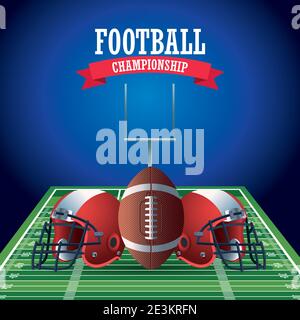 super bowl championship lettering in poster with helmets and arch ...