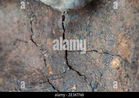 Macro photo of the fusion crust from a Chondrite Meteorite, piece of ...