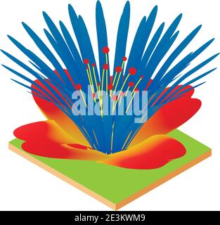 Variegated flower icon isometric vector. Bloomed blue flower and ...