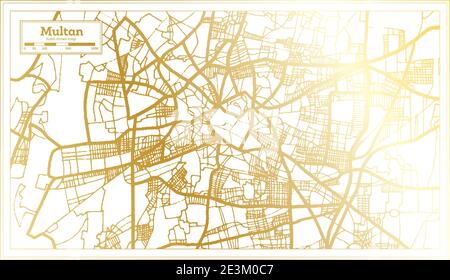 Multan Pakistan City Map in Retro Style. Outline Map. Vector ...
