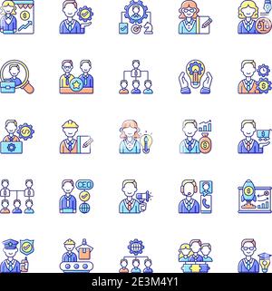 Department employee line icons collection. Team member, Staff worker ...