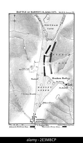 Map for Battle of Barnet by Ramsay Stock Photo - Alamy
