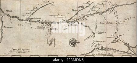 Marquette and jolliet map 1681 Stock Photo - Alamy