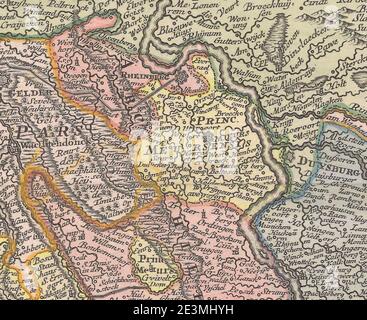 Map of Julich Kleve Berg by Seutter 1730 Stock Photo - Alamy