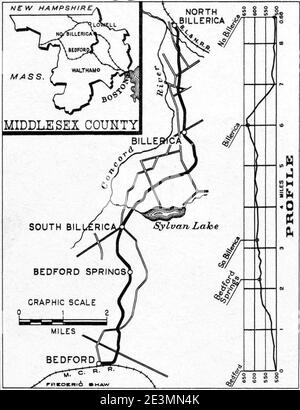 Map of the Billerica and Bedford Railroad Stock Photo - Alamy