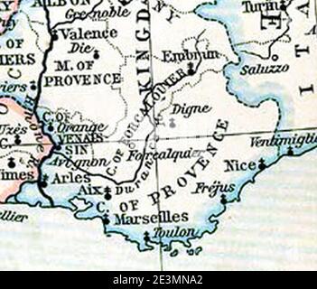 Map Provence 1184 Stock Photo - Alamy
