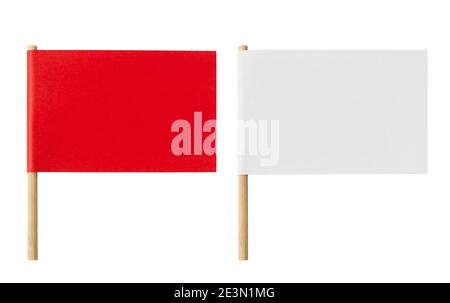 Miniature blank red flag. Ready for a Message. Paper flag Isolated on ...