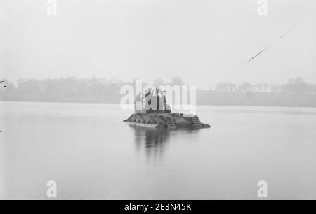 Mark IX Tank Amphibious Conversion in Welsh Harp Reservoir, with all of ...