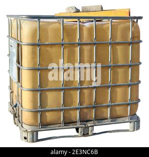Plastic water tank at the construction site. Polyethylene container on ...