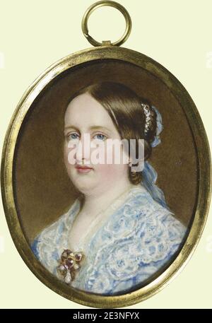 Maria II of Portugal (1819-1853) on engraving from 1859. Queen regnant ...