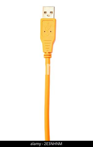 Orange rolled USB cable isolated on white background Stock Photo - Alamy