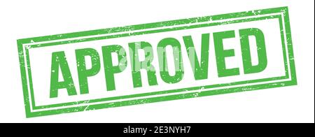 APPROVED text on green grungy rectangle stamp sign Stock Photo - Alamy