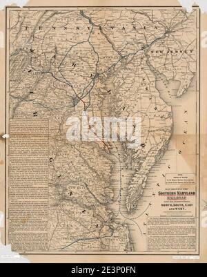 Map showing the Southern Maryland Railroad and its connections north ...