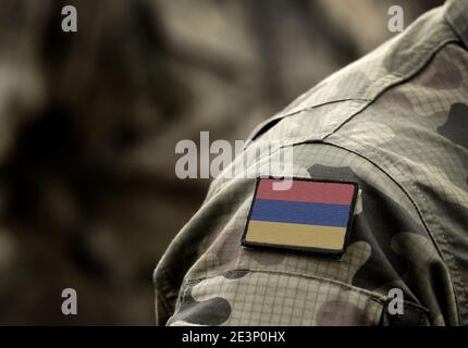Flag of Armenia on military uniform. Army, armed forces, soldiers ...